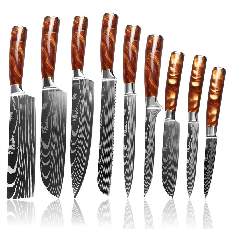 Complete Red Handle Set Knives 9 pcs | Di'Casteel