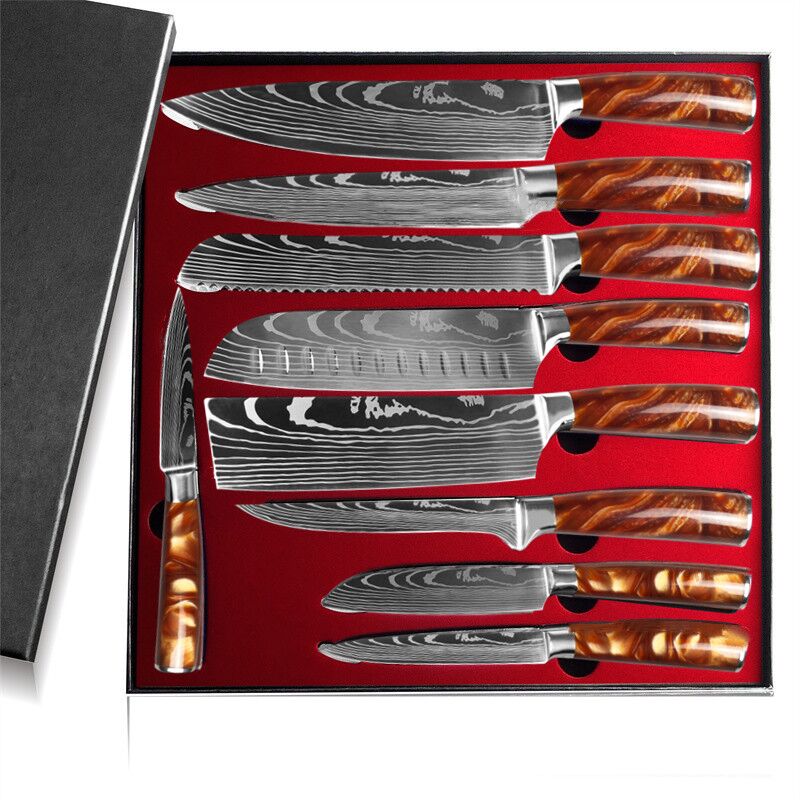 Complete Red Handle Set Knives 9 pcs | Di'Casteel