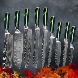 Complete Red Handle Set Knives 9 pcs | Di'Casteel