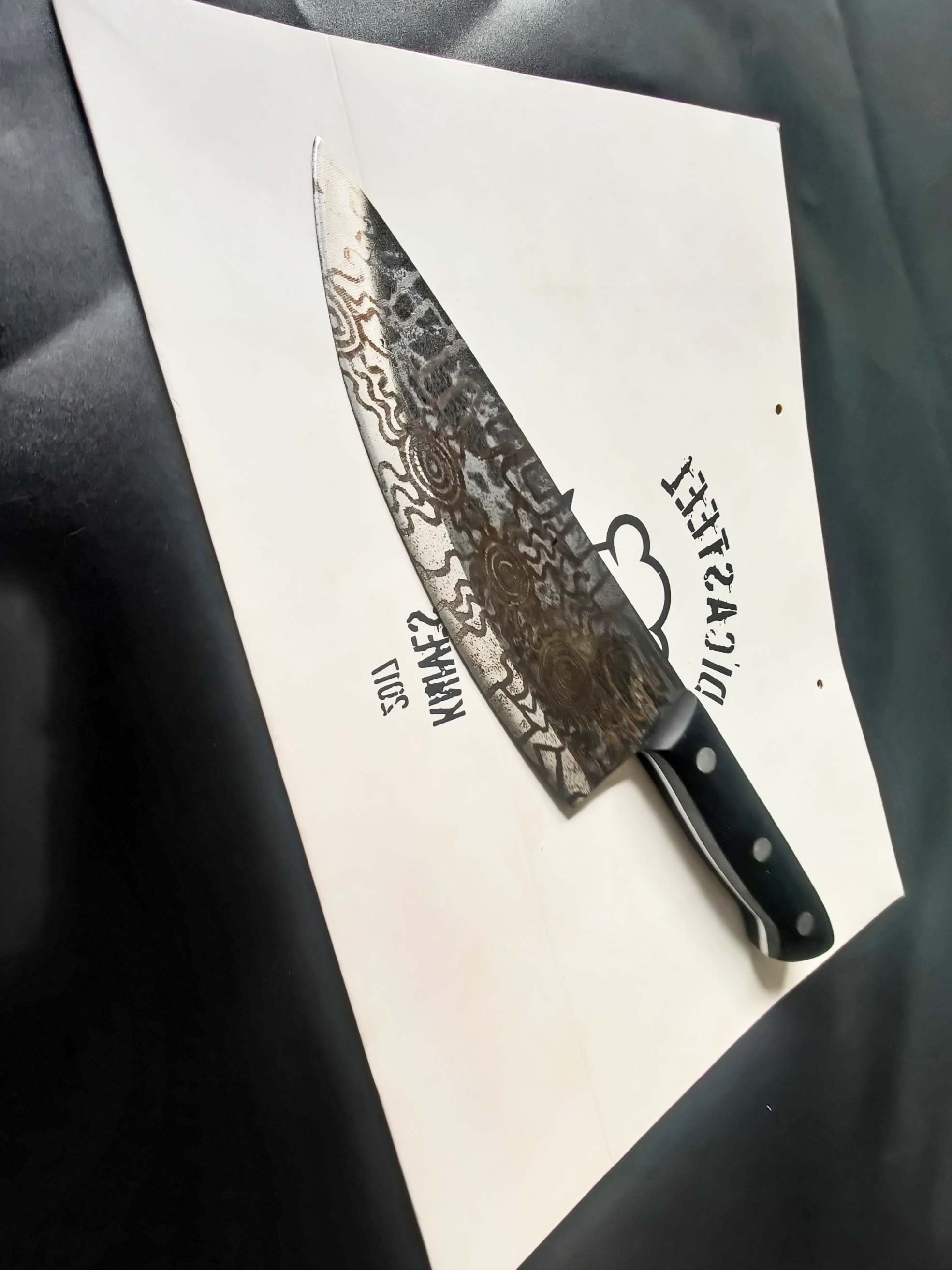 Power of Tradition Rustic Chef Knife 8 inch with Viking Pattern ...