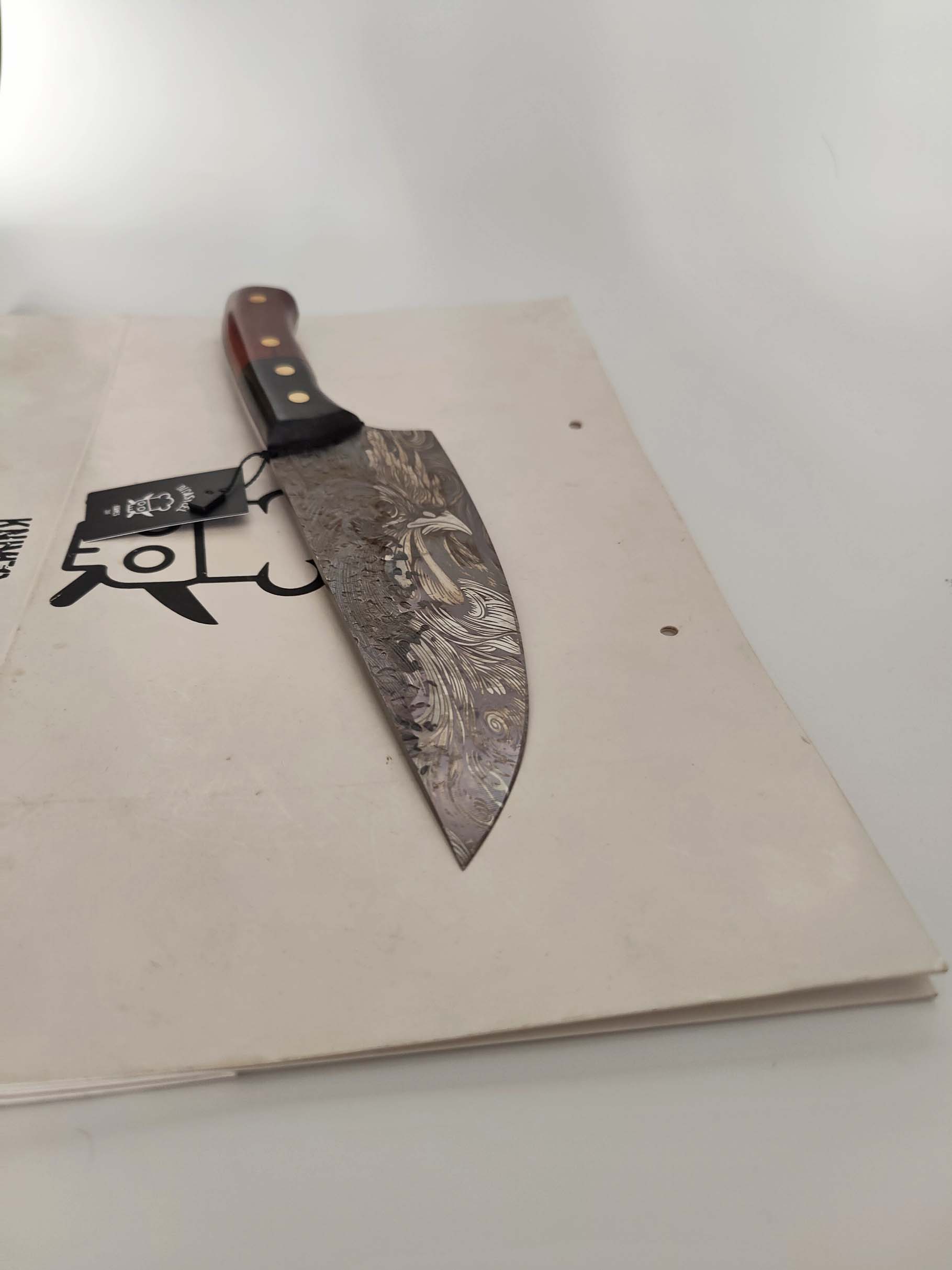 Premium Chef Knife Rooster Engraving – Hand-Forged Precision with ...